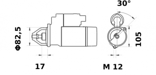 Anlasser Reduktionsgetriebestarter 12V/1,7kW 9z f.Mahle MS304 IS0773 11 ...